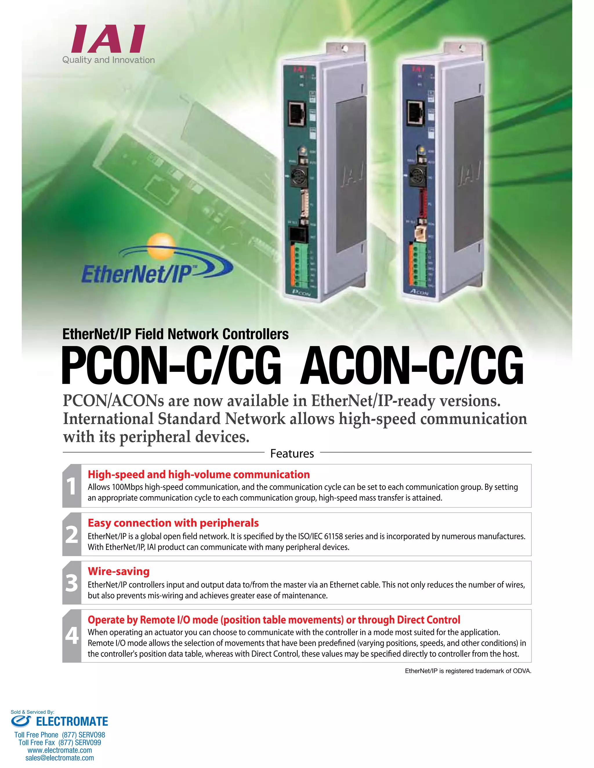 Iai ethernet ip_pcon_acon_specsheet | PDF