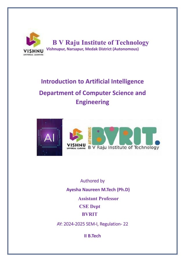 Introduction to Artificial Intelligence Material | PDF