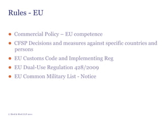 Export Compliance Management Seminar 31 May 2012: Exports in the Supply ...