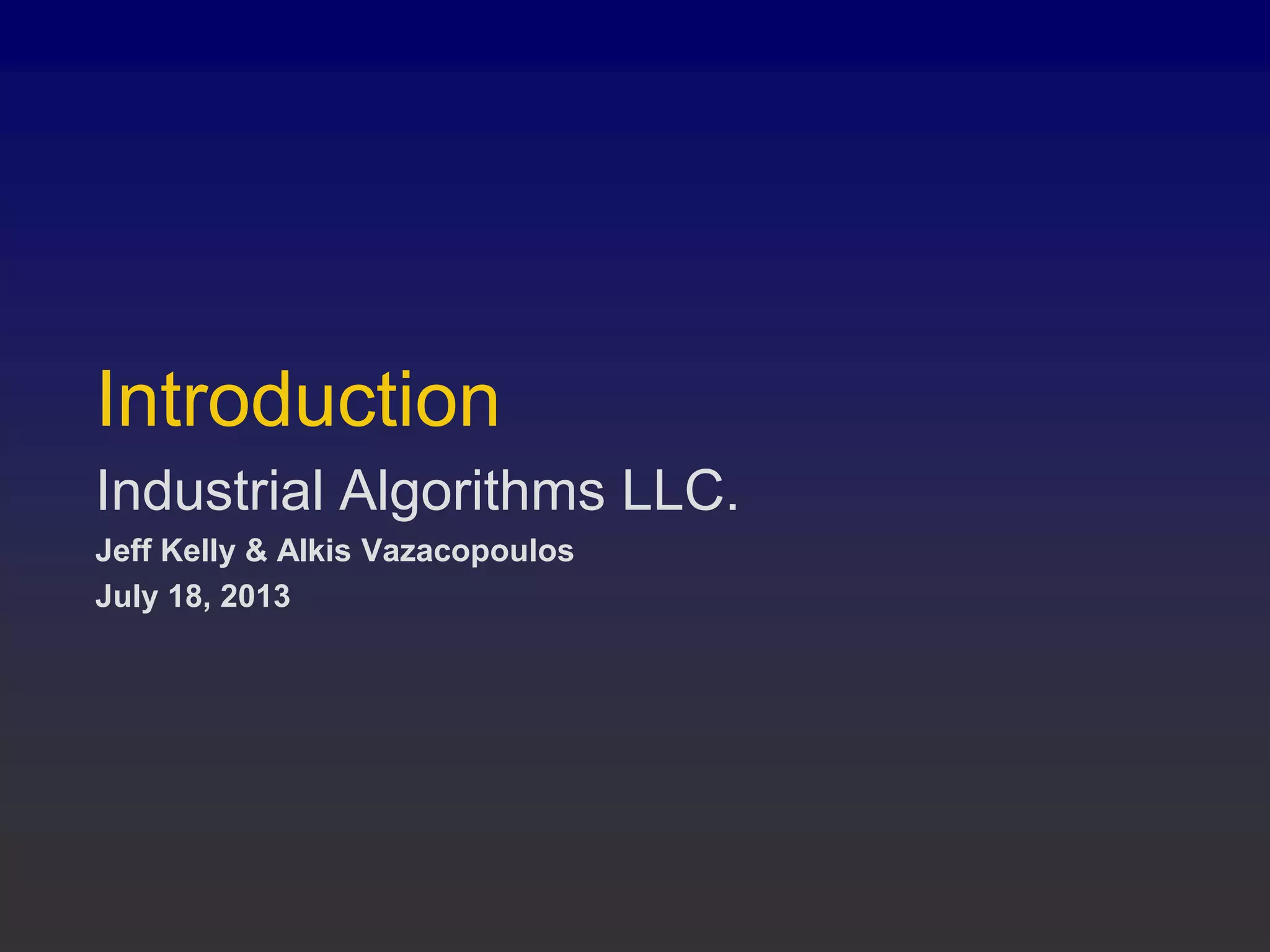 Industrial Algorithms | PPT