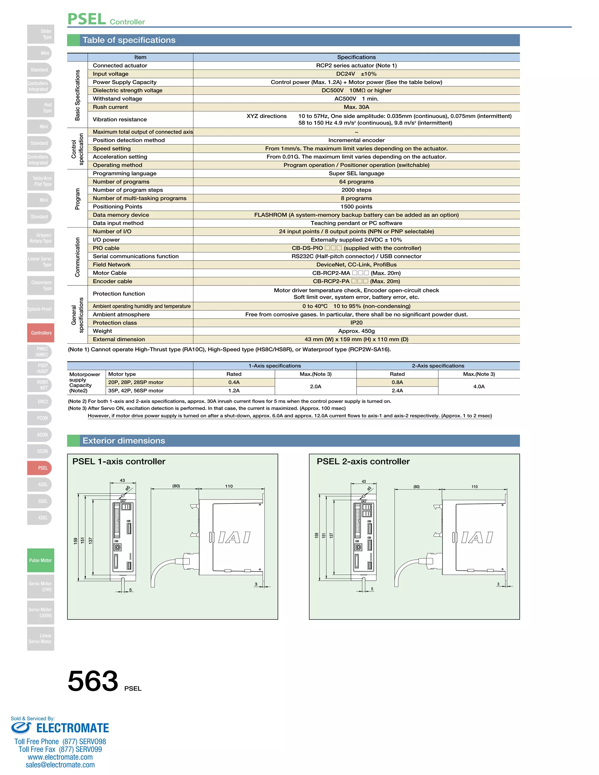 Iai psel controller_specsheet | PDF