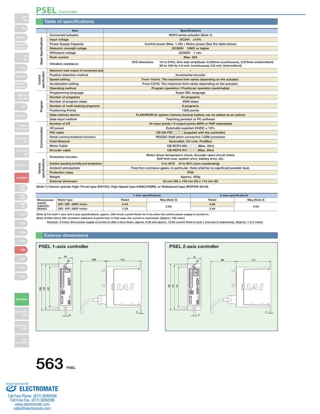 Iai psel controller_specsheet | PDF