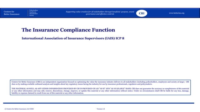 The Insurance Compliance Function - International Standards | PDF ...