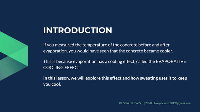 CSEC Science - Cooling Effects of Evaporation | PPTX