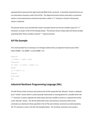 Industrial Linear/Logic/Logistics and Nonlinear Programming Language (ILP/INL) | PDF ...