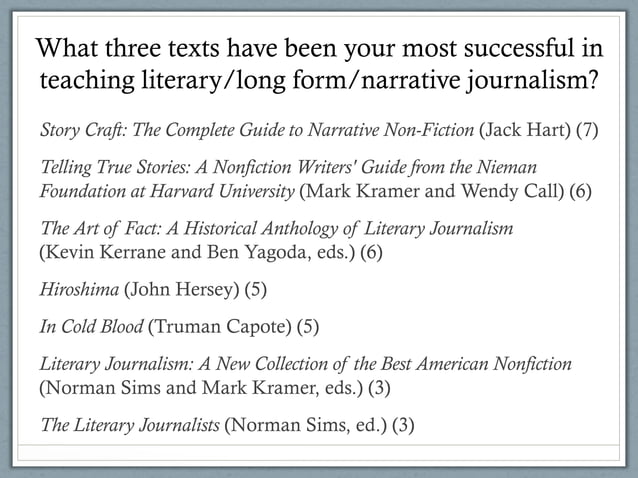 Literary Journalism 101: Teaching Toolkit | PDF | Educational ...