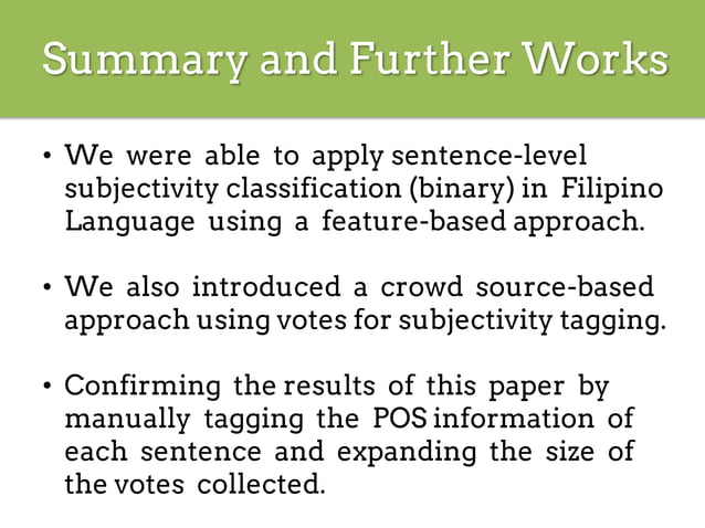 Ialp 2012 Feature Based Subjectivity Classification Of Filipino Text Pdf Technology