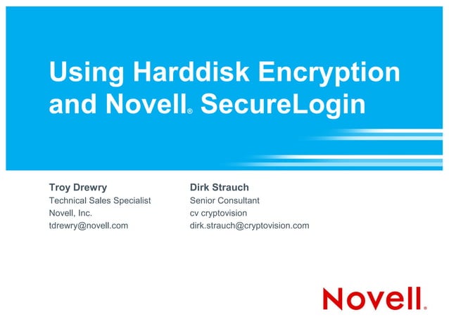 Using Hard Disk Encryption and Novell SecureLogin | PDF
