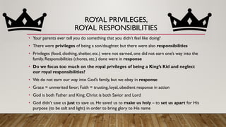 I Am A King's Kid: Royal Family Resemblance (Mt 5:13-16) Bible Study | PDF