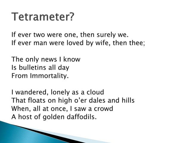 Iambic tetrameter and rhyming couplet | PPTX