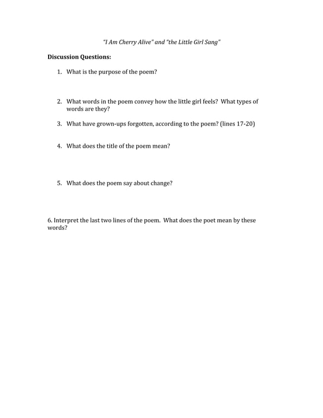 I Am Cherry Alive | DOCX