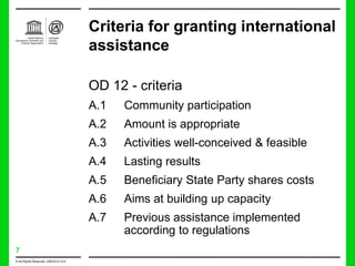 UNESCO - “International assistance mechanism under the 2003 Convention ...