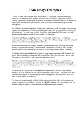 I Am Essays Examples | PDF