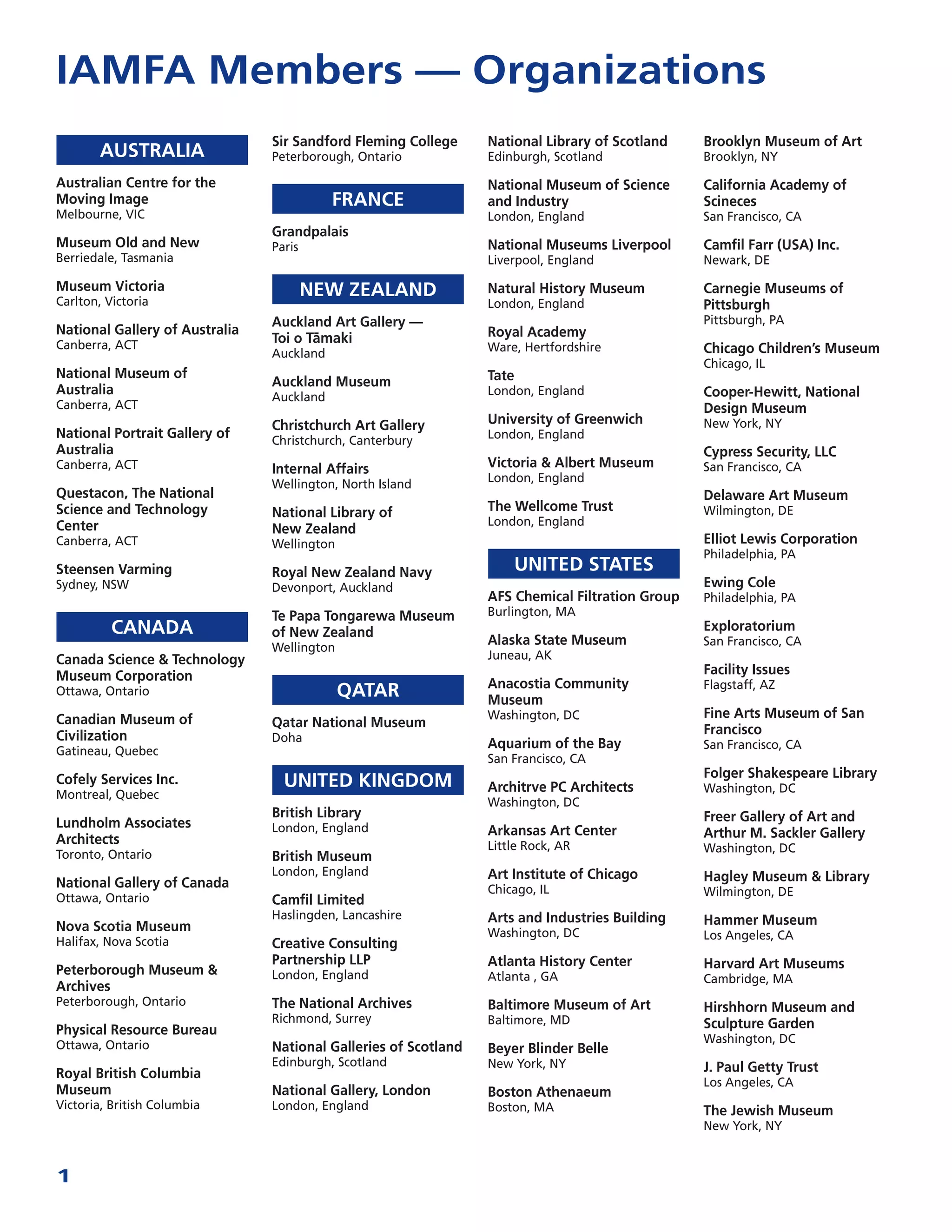 IAMFA Member Institutions | PDF