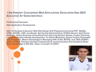 I am harshit-chaturvedi - web application developer | PPTX | Web Development | Internet