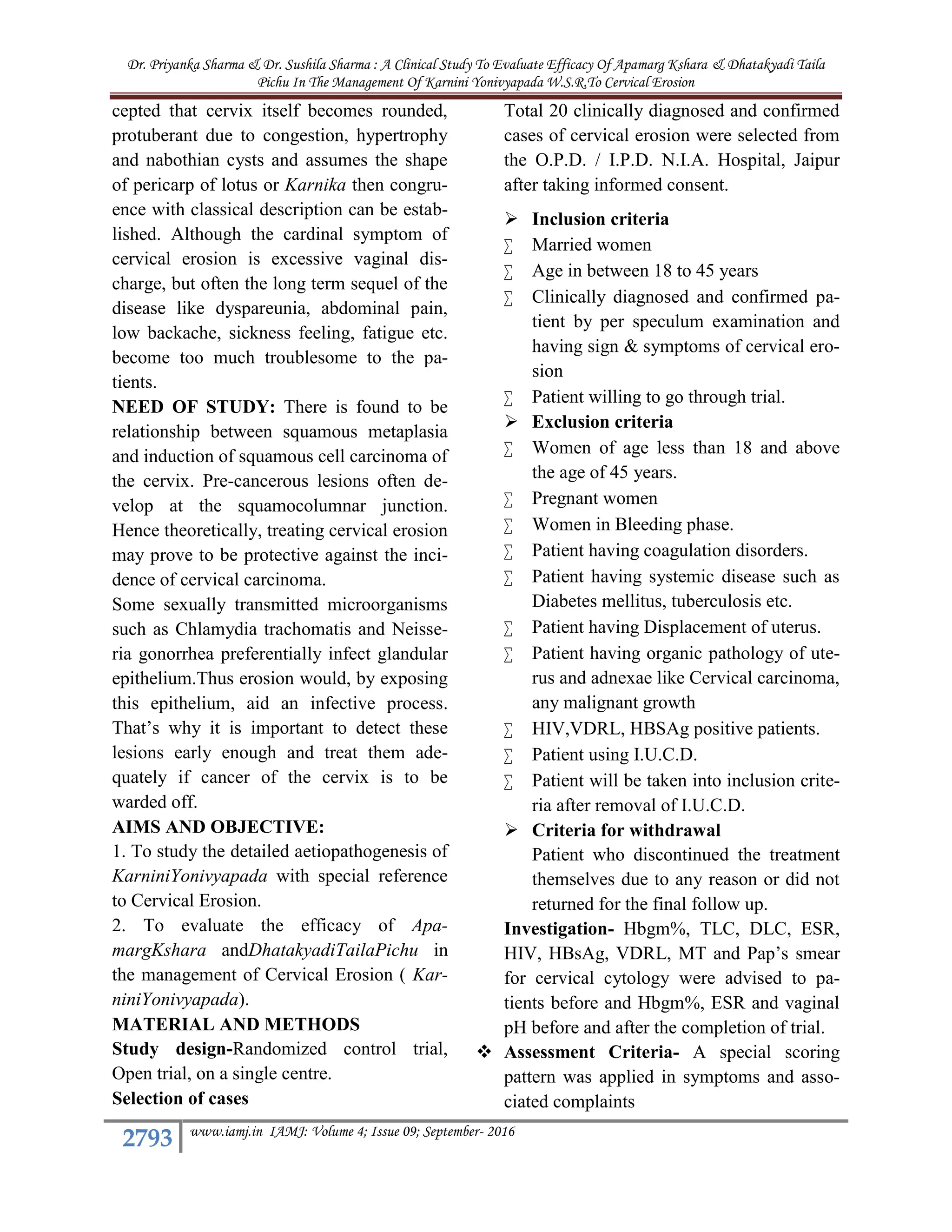 A CLINICAL STUDY TO EVALUATE EFFICACY OF APAMARG KSHARA & DHATAKYADI ...