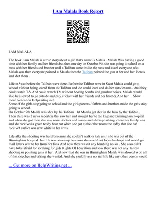 I Am Malala Book Report | PDF