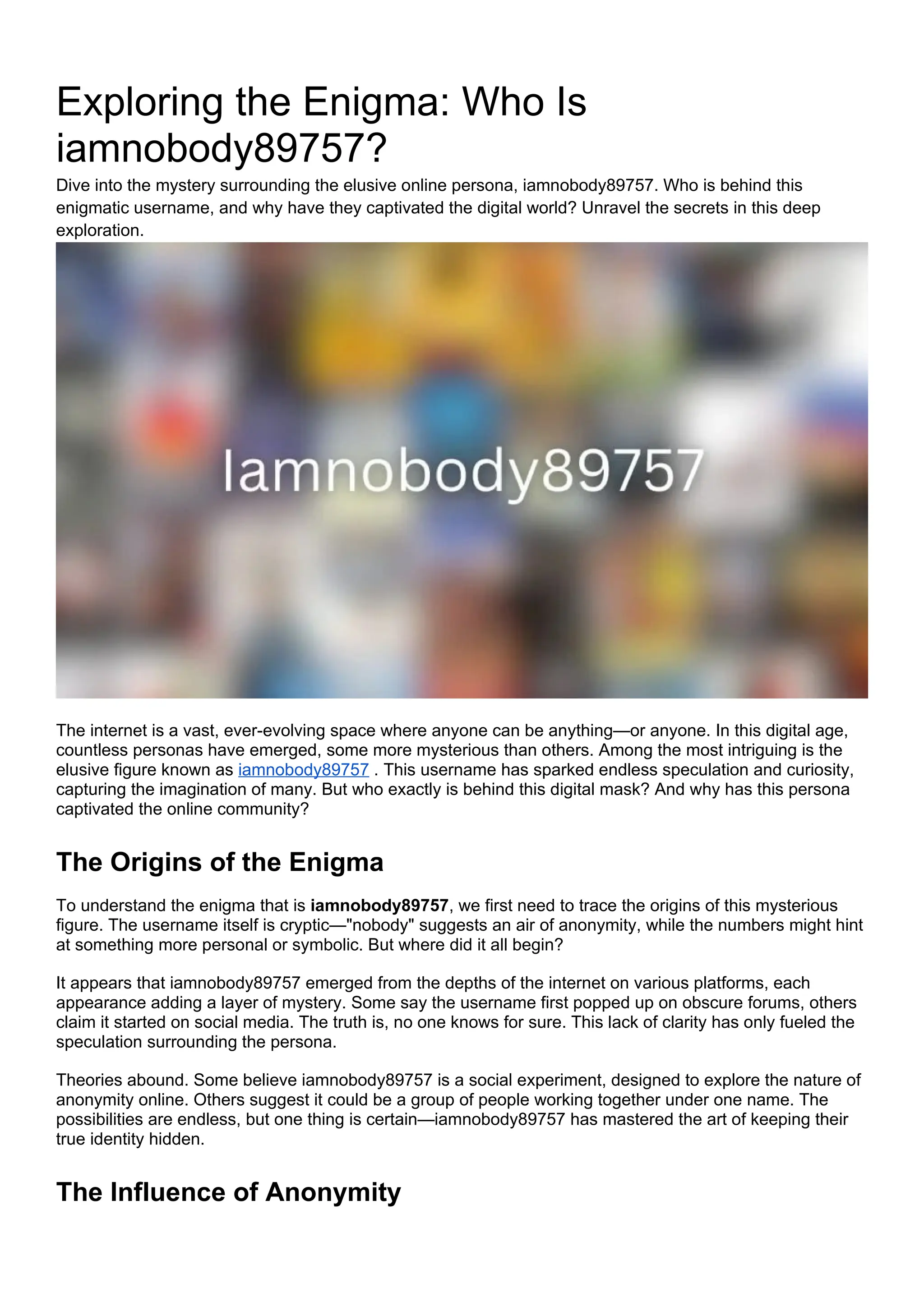 Exploring the Enigma: Who Is iamnobody89757? | PDF