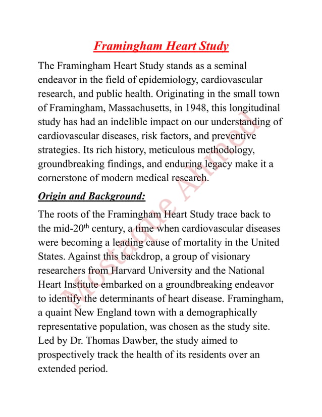 Framingham Heart Study ..............pdf | Heart and Cardiovascular Diseases | Diseases and ...