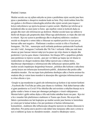 Ndikimi i mediave sociale ne shoqeri !!! | PDF