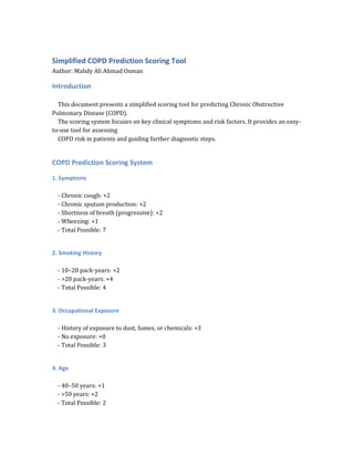 Simplified COPD Prediction Scoring Tool | PDF