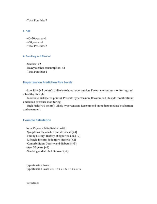 Simplified Hypertension Prediction/diagnostic Scoring Tool | PDF