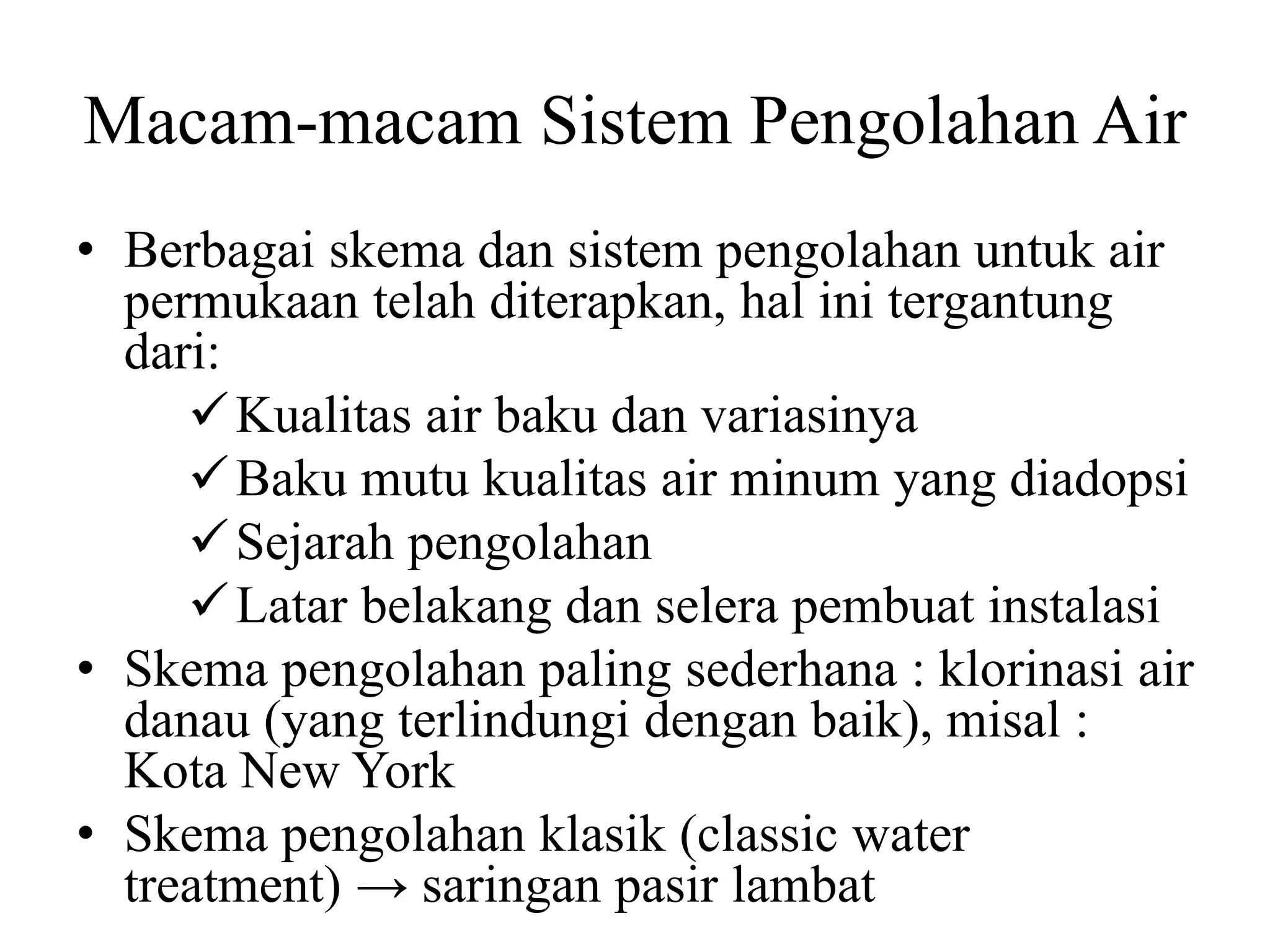 SISTEM PENYEDIAAN AIR MINUM PERENCANAAN, O&M DAN EVALUASI | PPTX