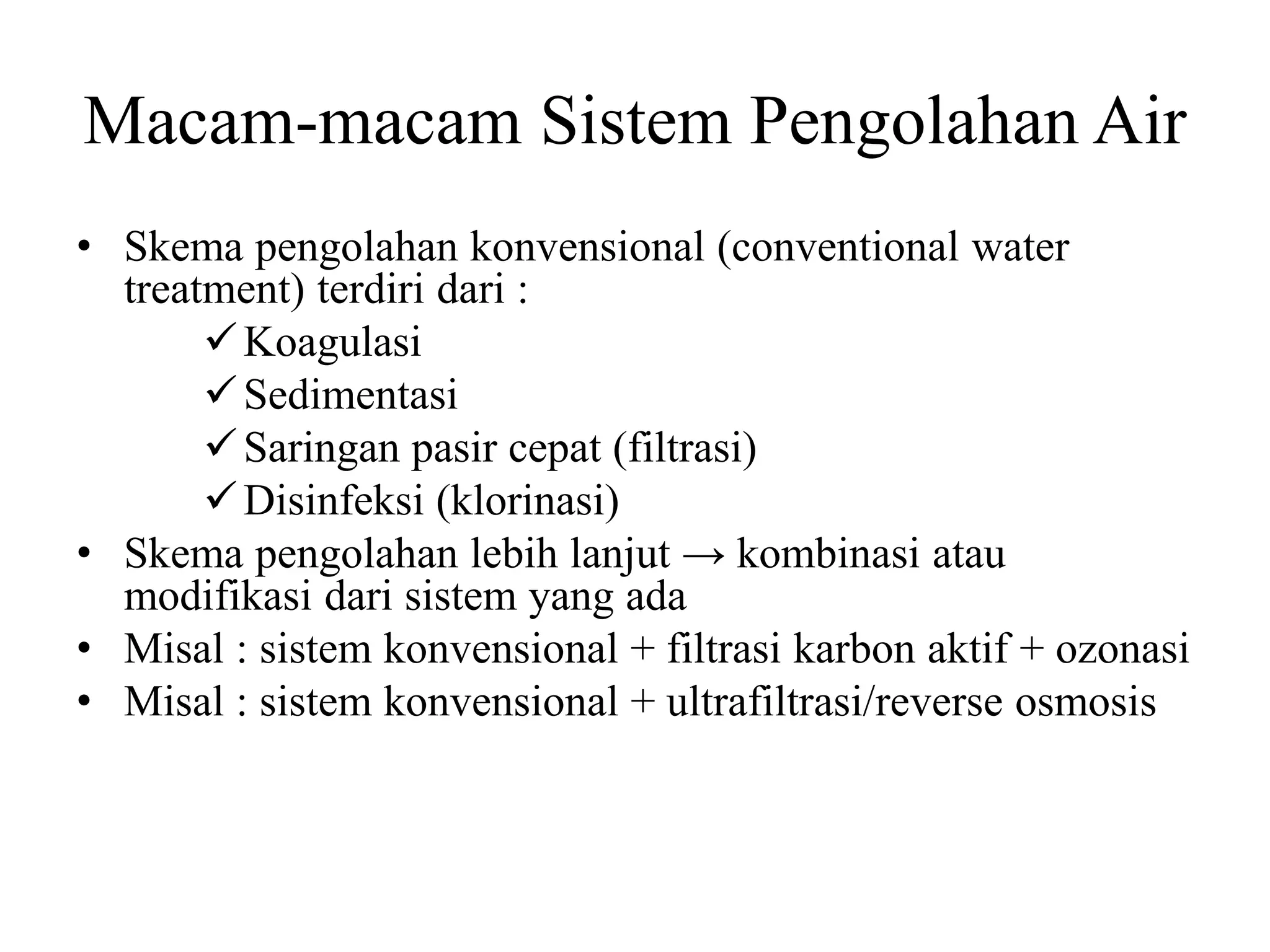 SISTEM PENYEDIAAN AIR MINUM PERENCANAAN, O&M DAN EVALUASI | PPTX