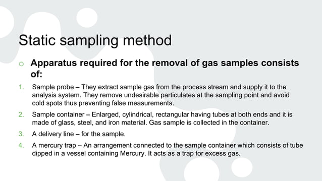 Static and dynamic method of sampling {Analytical Chemistry} | PPT