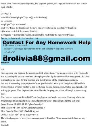 I am trying to change this code from STRUCTS to CLASSES, the members.pdf