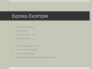 Express Web Application Framework | PPT