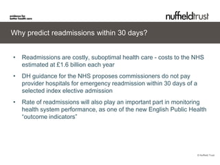 Ian Blunt: PARR-30: a predictive model for readmission within 30 days | PDF