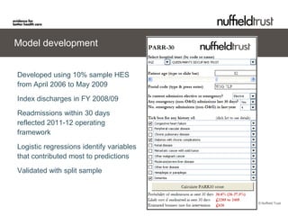 Ian Blunt: PARR-30: a predictive model for readmission within 30 days | PDF