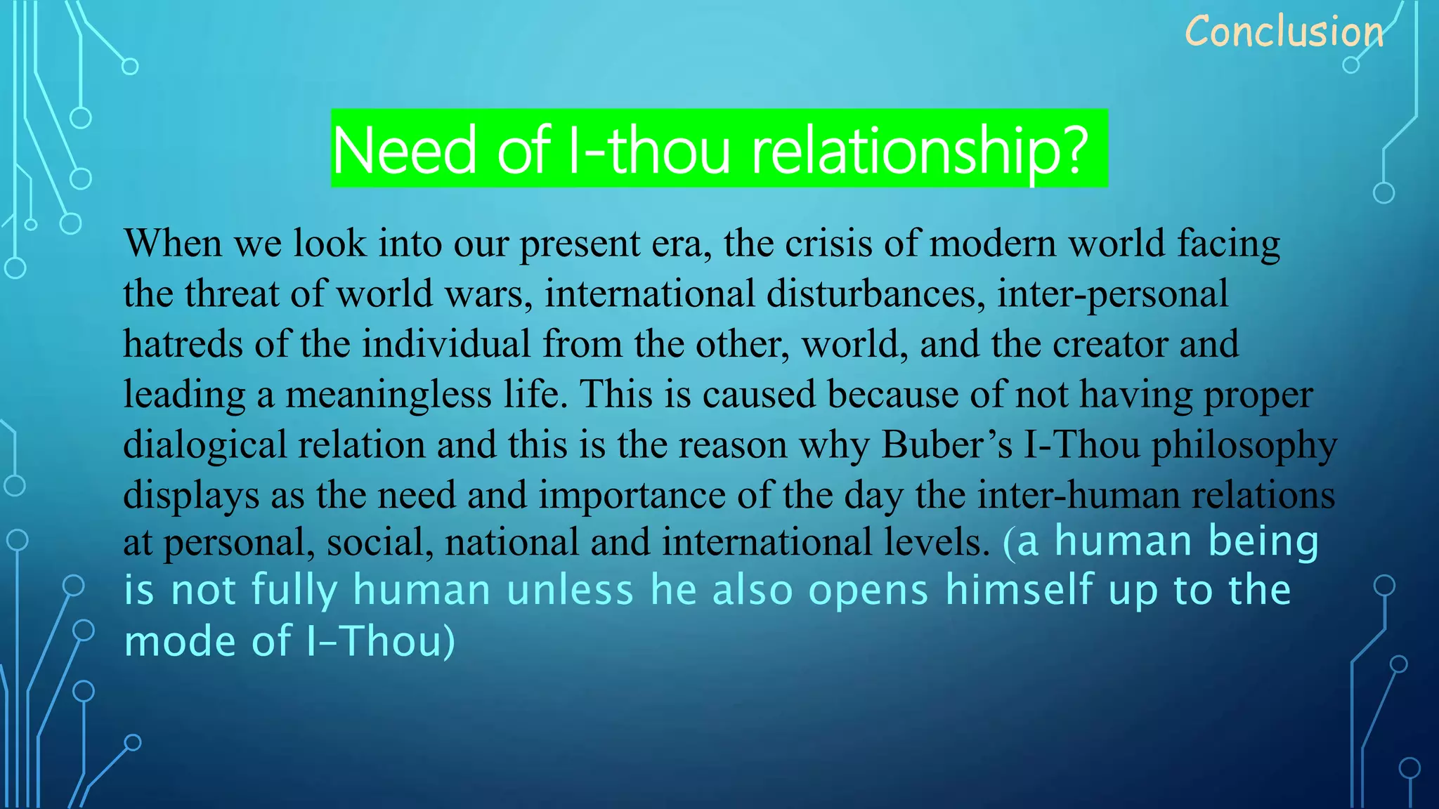 I and Thou relationship in Martin Buber | PPTX