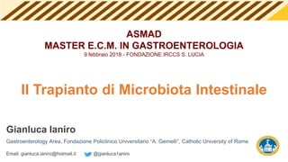 Microbiota e trapianto intestinale | PPTX