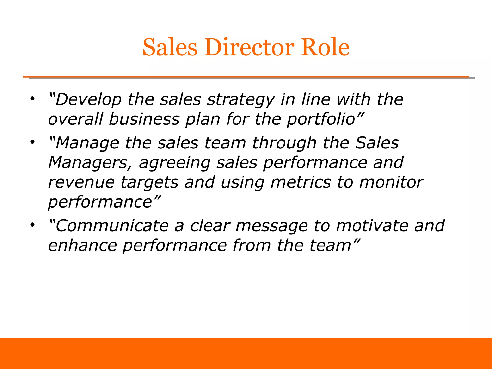 First 100 days as Sales Director 'sample' | PPT