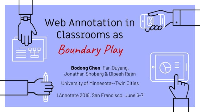 I Annotate 2018: Web Annotation in Classrooms as Boundary Play | PPT