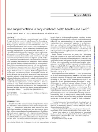 Iron supplementation in early childhood: health benefits and risks | PDF