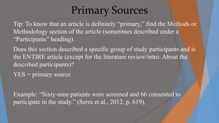 Primary and Secondary Sources in Science Research | PPTX