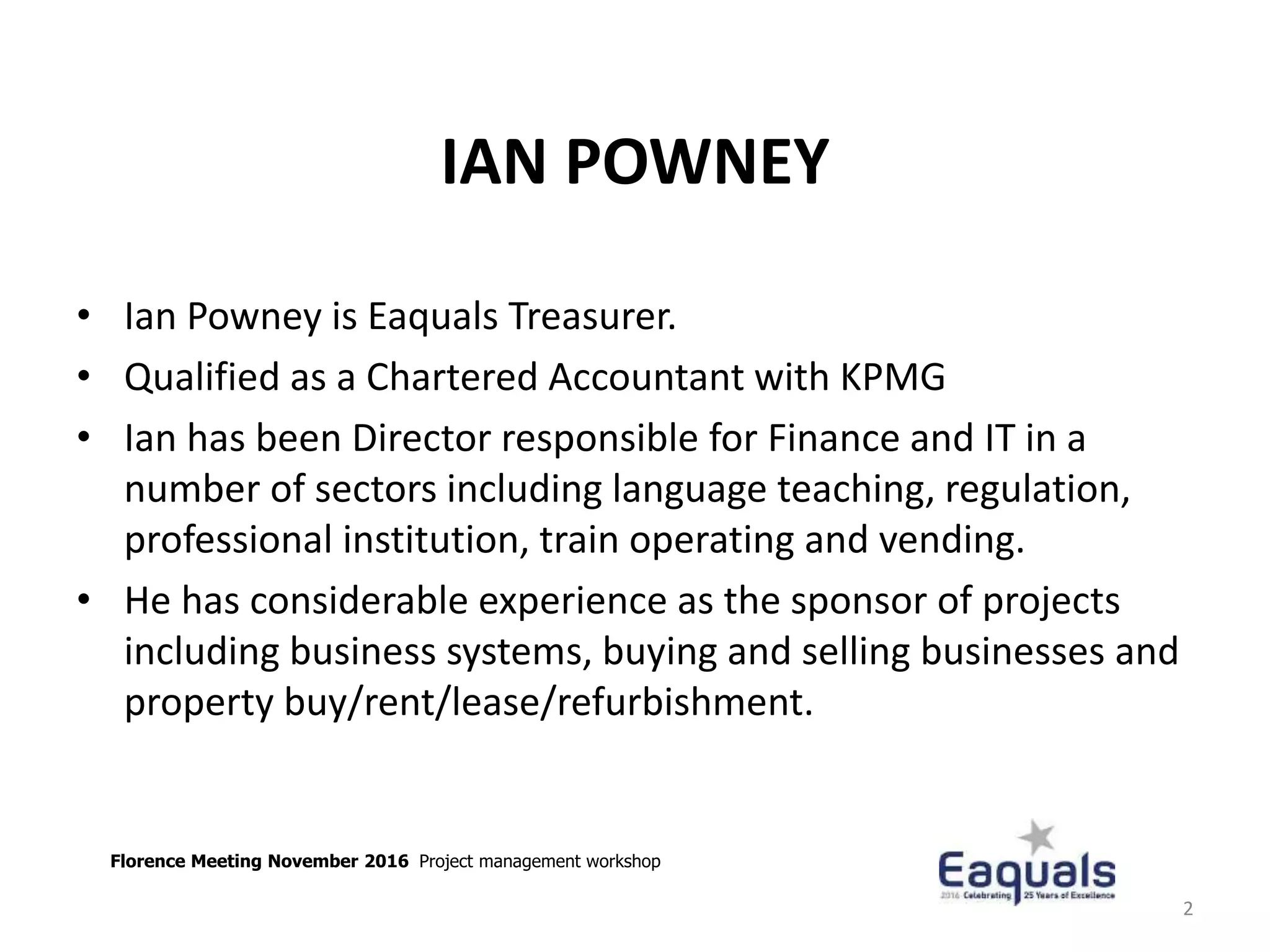 Ian Powney Project management techniques for implementing change | PPT