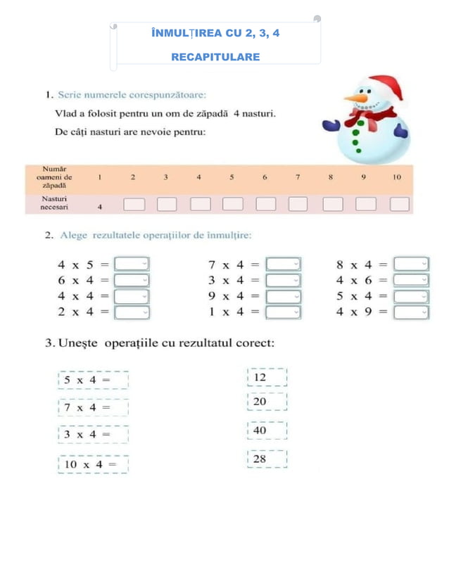 IANUARIE fise de lucru matematica clasa a 2 a | PDF