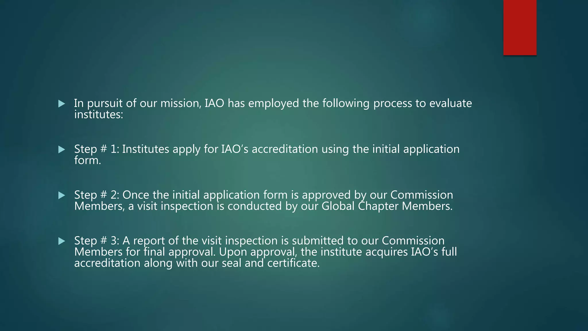 Iao grants full accreditation to ellen technolabs | PPT