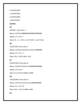 IP classes and subnetting. | DOCX