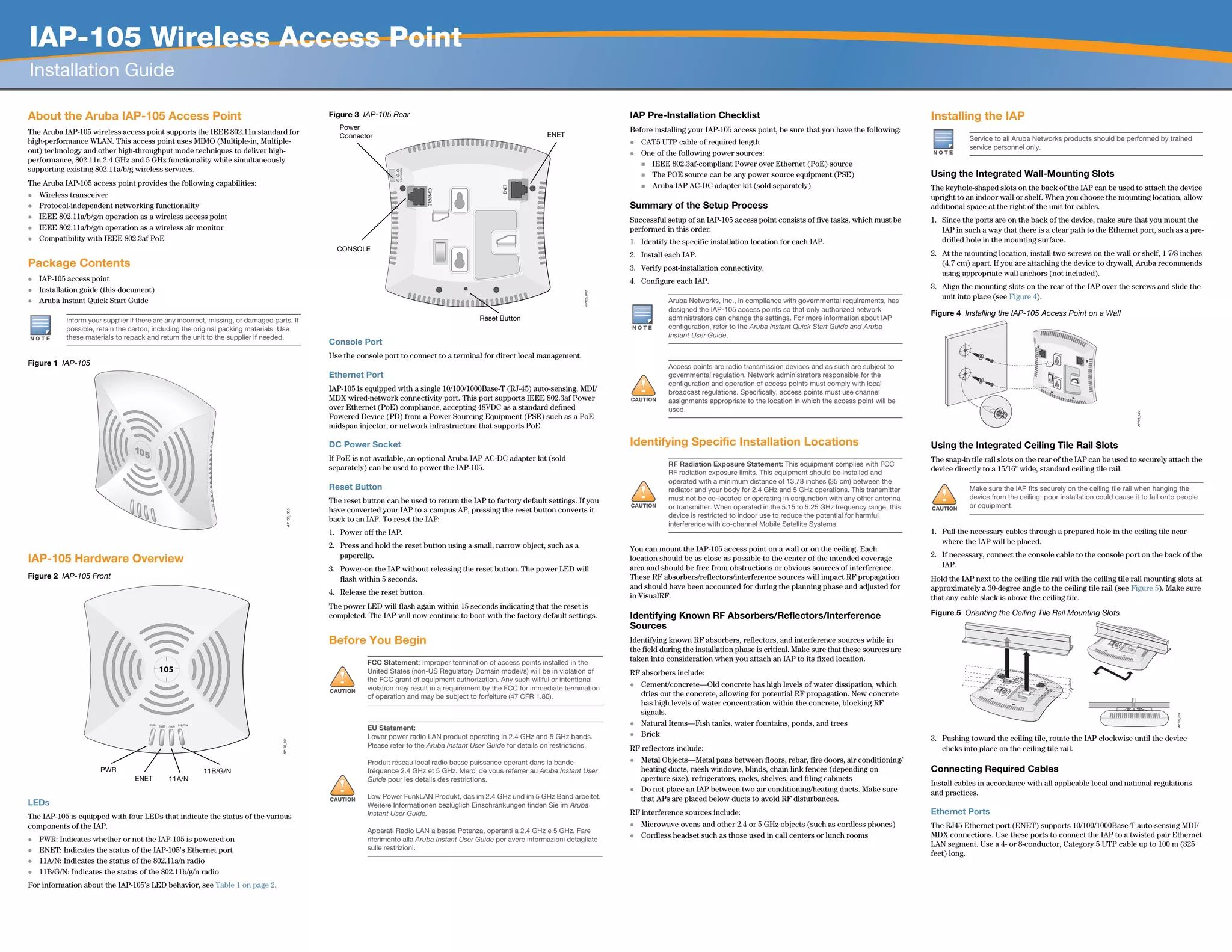 Aruba Iap105 installation guide | PDF
