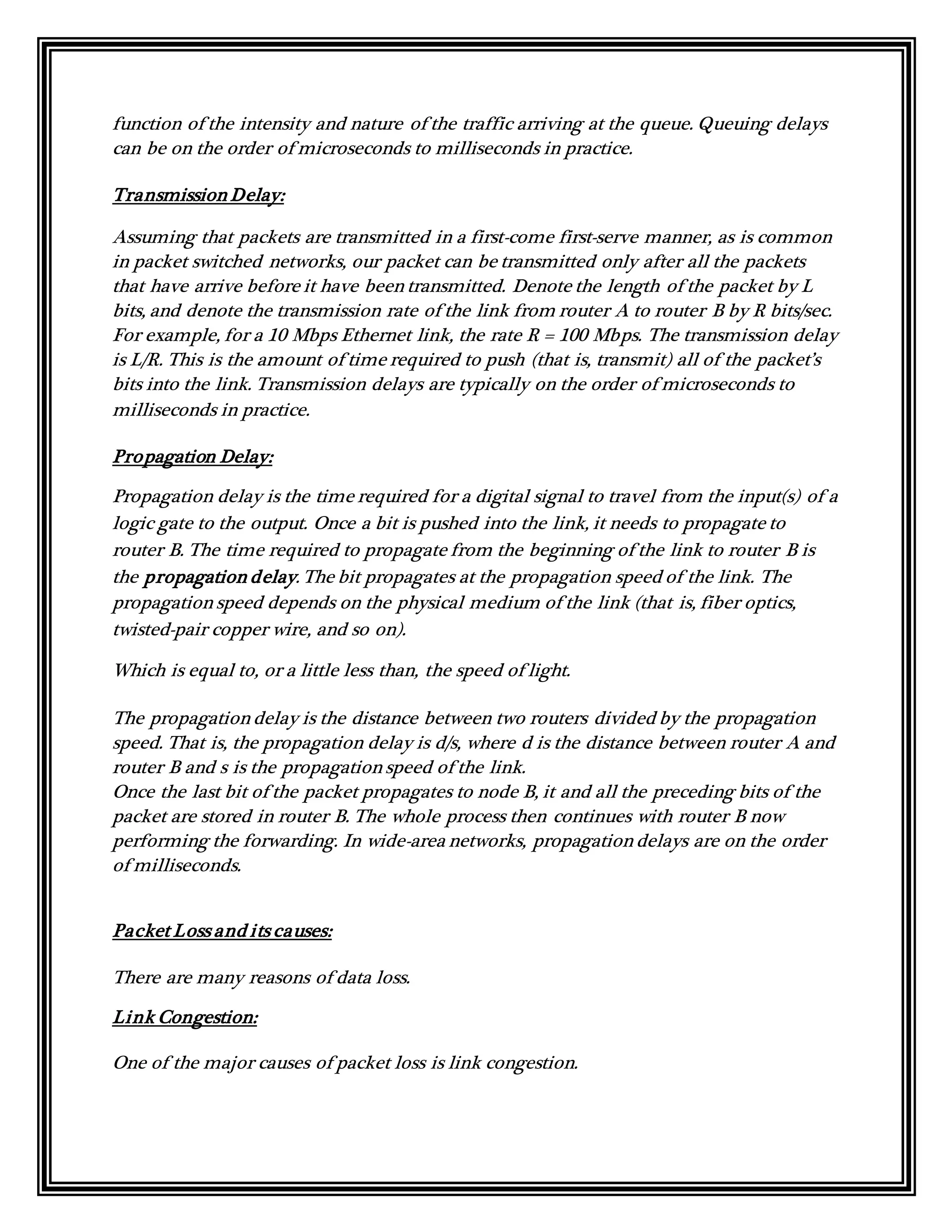 network devices, types of delay | DOCX