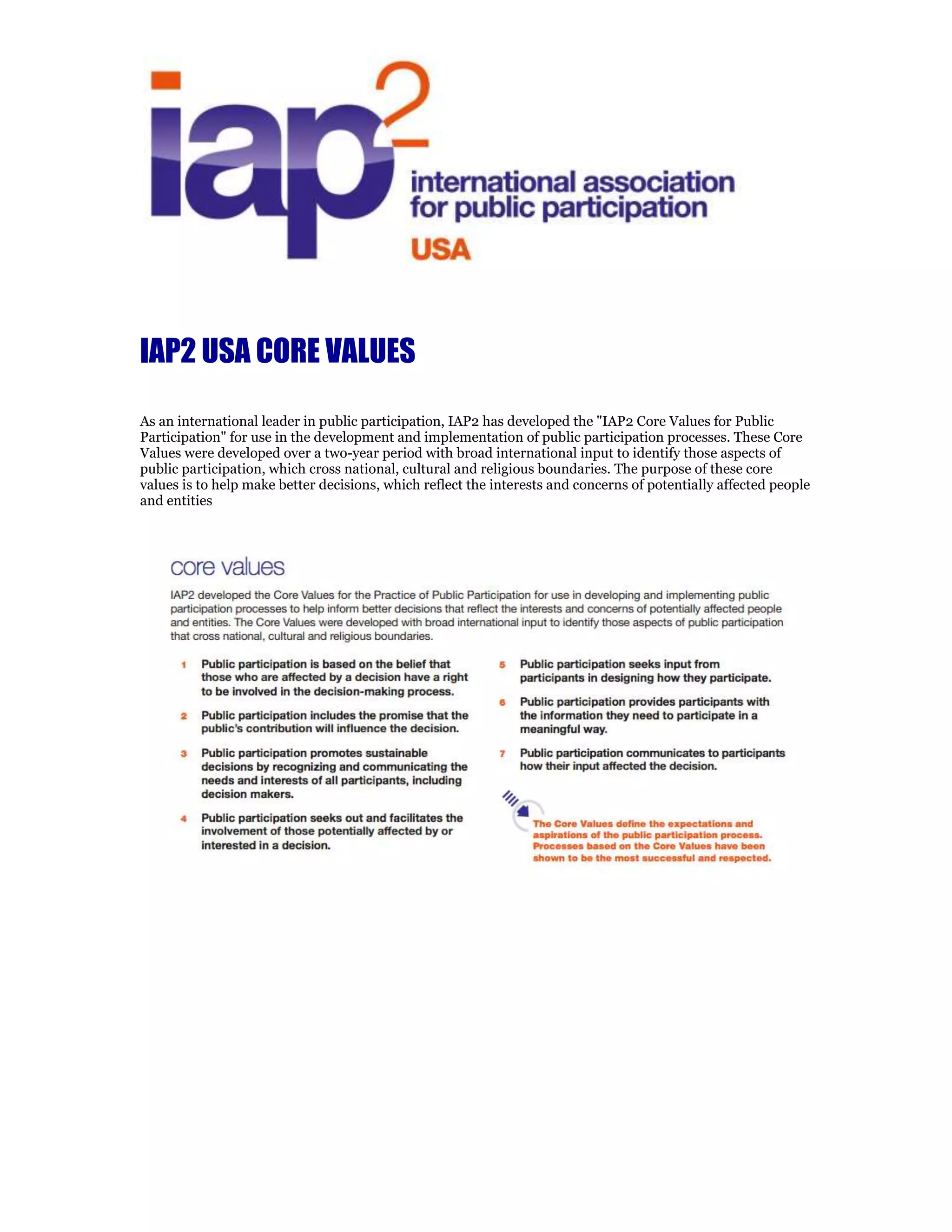 IAP2 Core Values | PDF