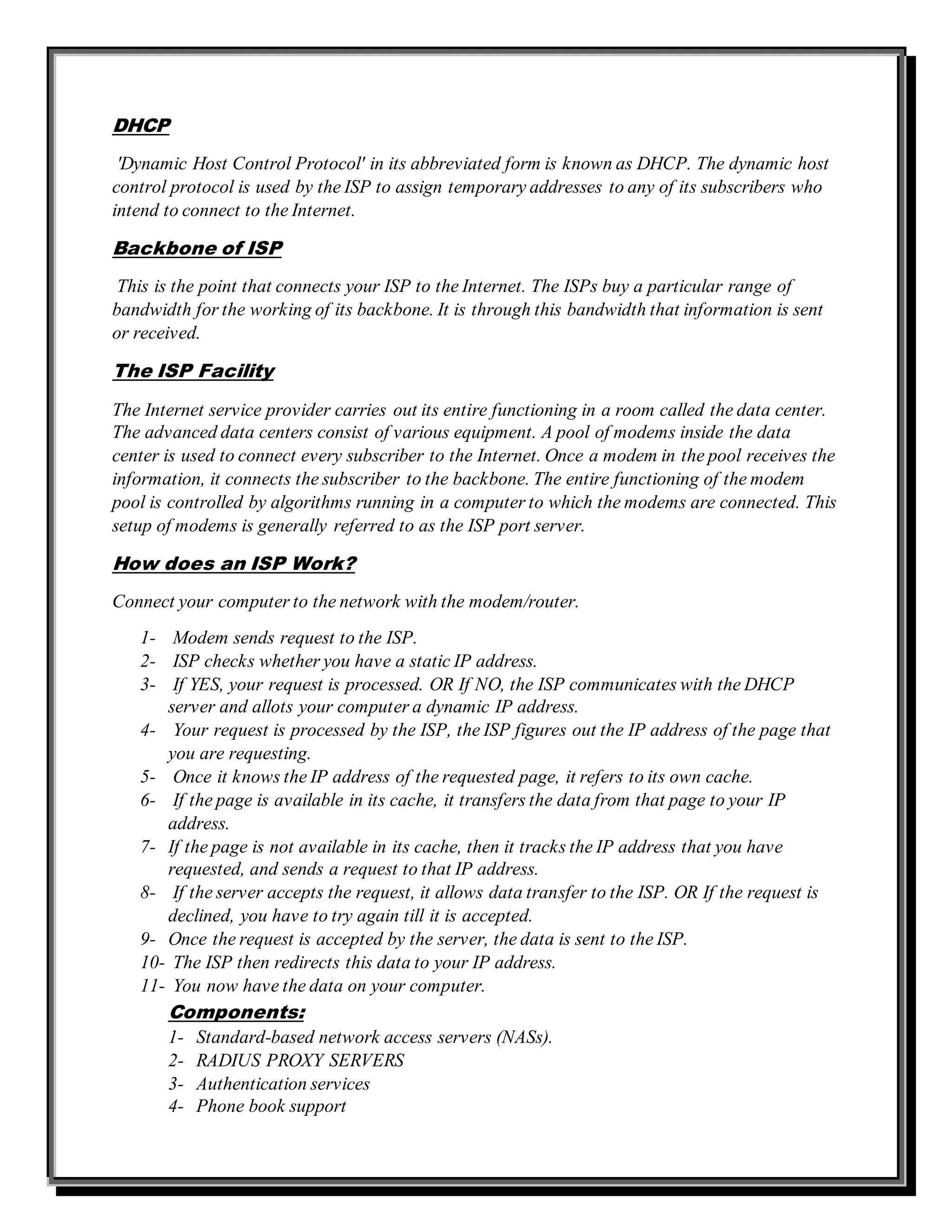 ISP AND ITS ARCHITECTURE. | DOCX