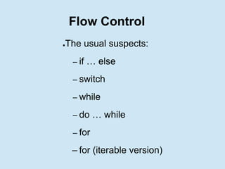 Flow control, variable types | PPT