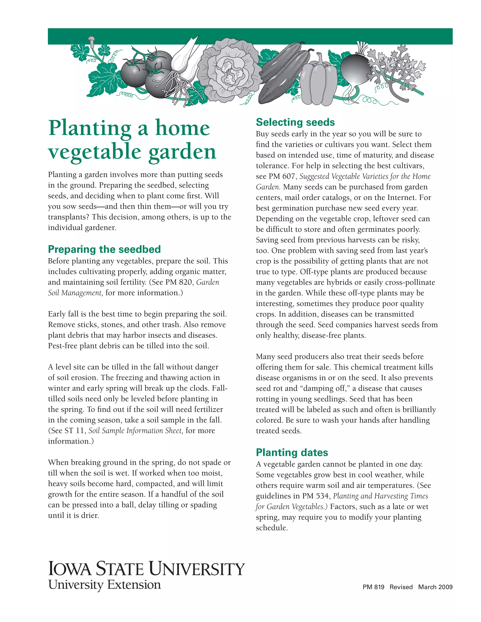 IA: Planting a home vegetable garden | PDF