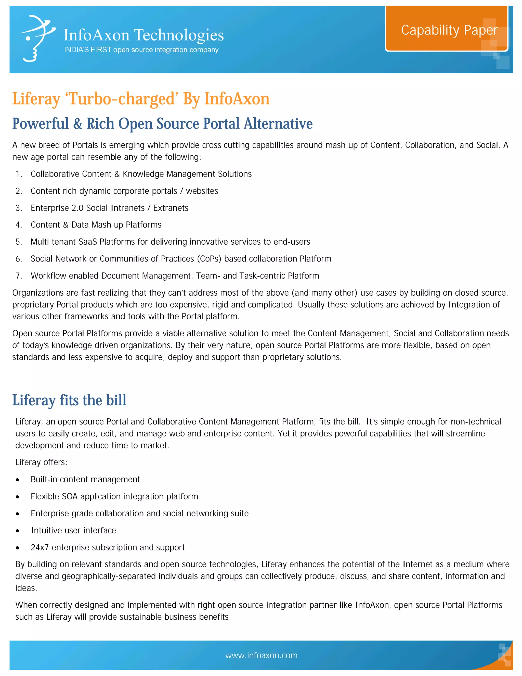InfoAxon powered Liferay Solutions | PDF | Web Development | Internet